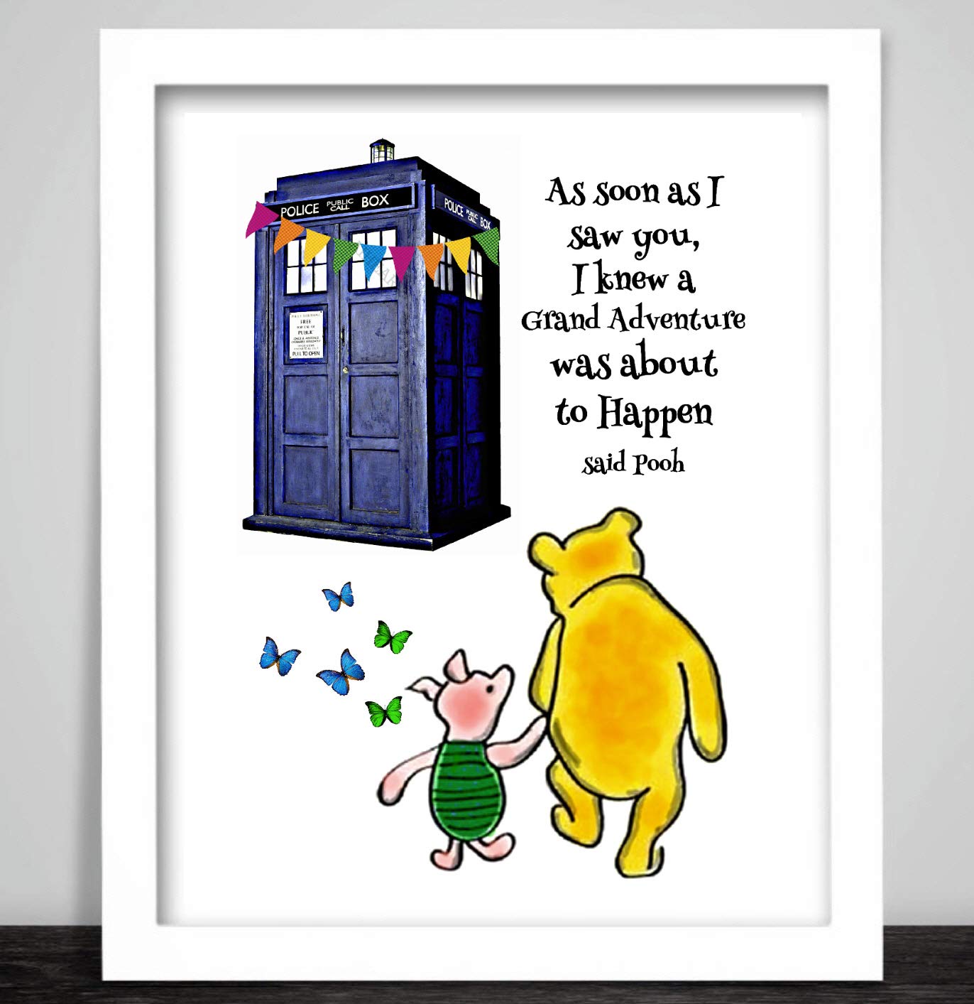 Buy Winnie the Pooh and Piglet Art Print , with Tardis Doctor Who, A ...