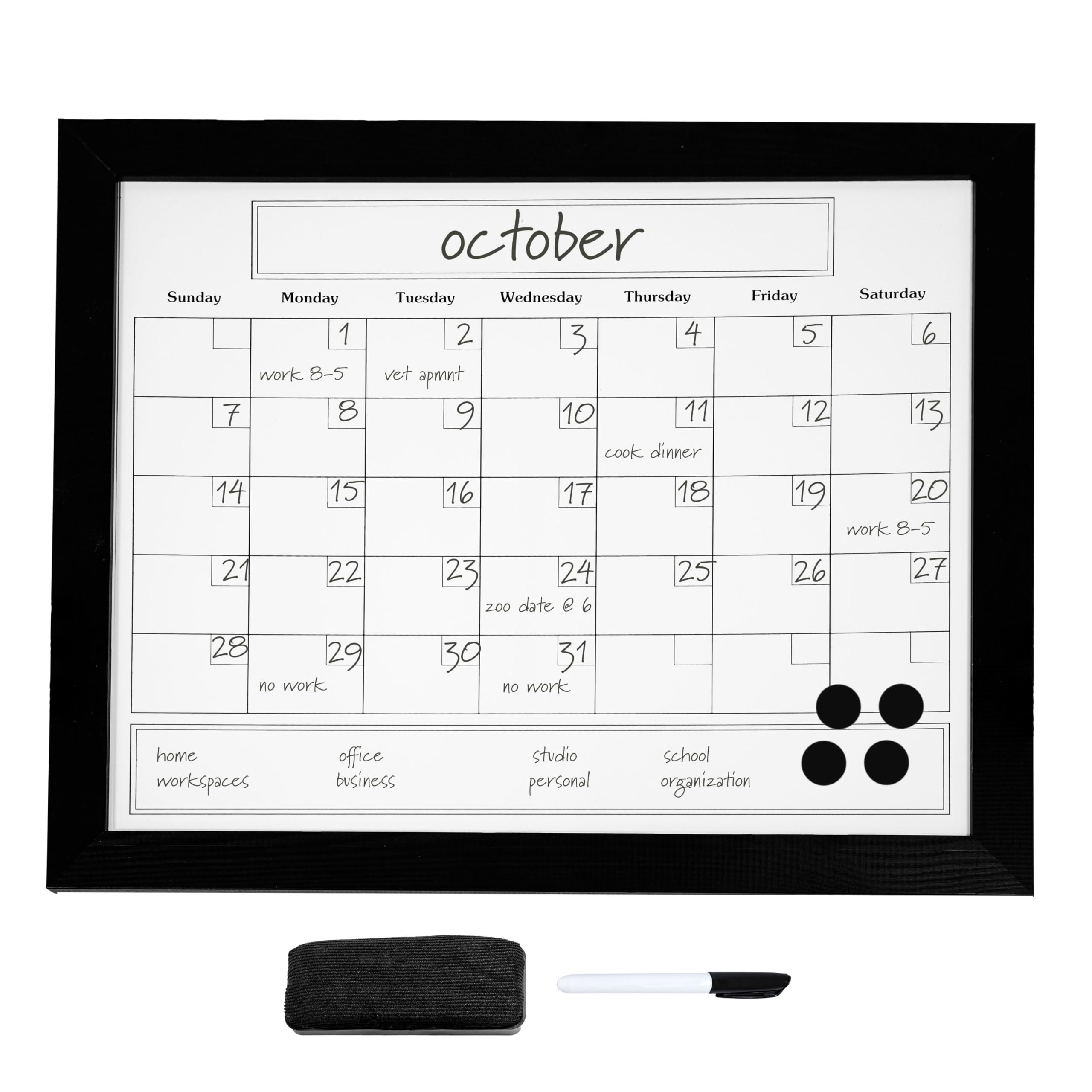 Amazon.com : Sunnydaze Monthly Calendar Whiteboard for Wall - Dry Erase ...