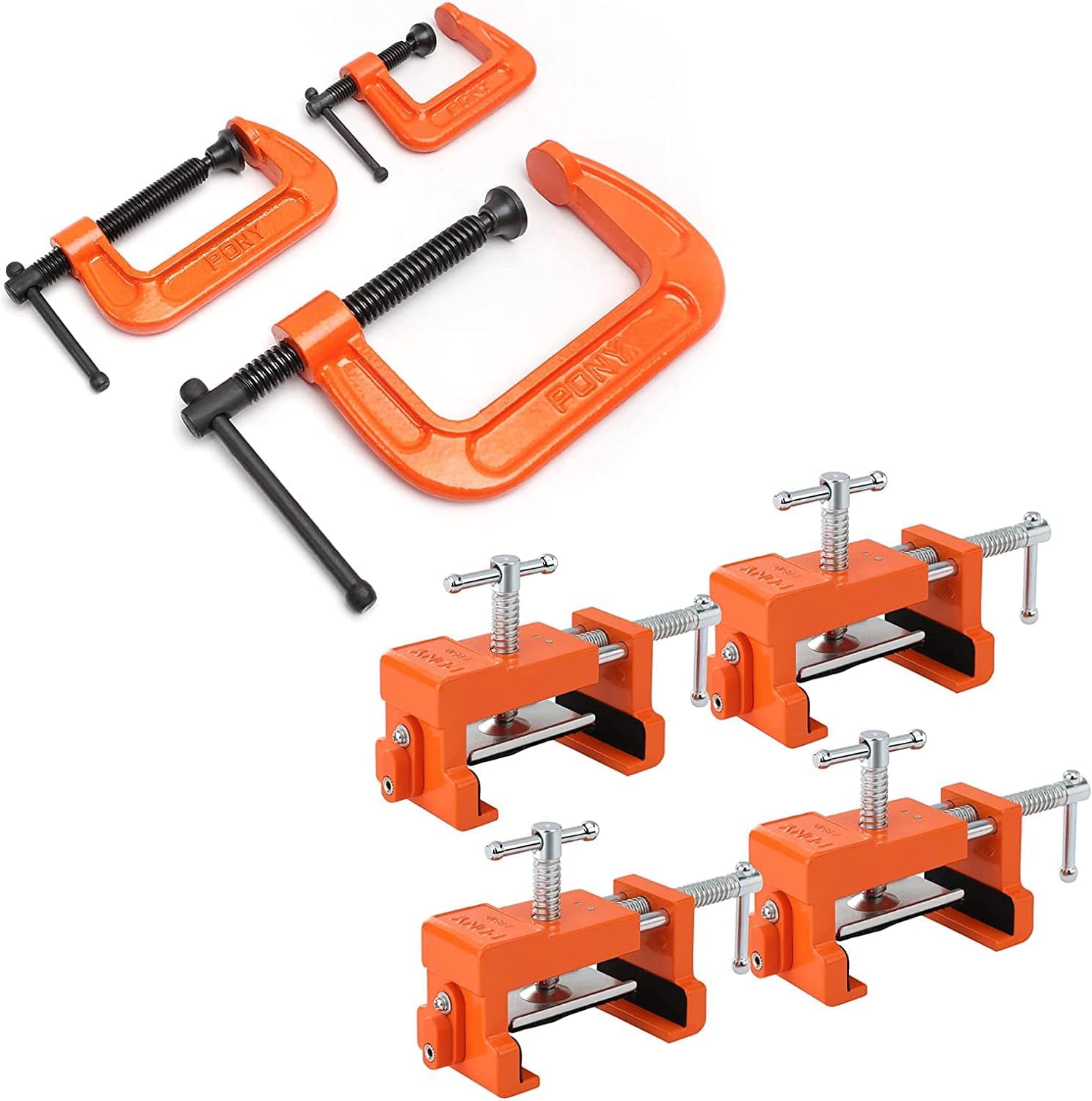 PONY 4-Pack Cabinet Clamps & PONY Malleable Iron C-Clamp Set - Amazon.com