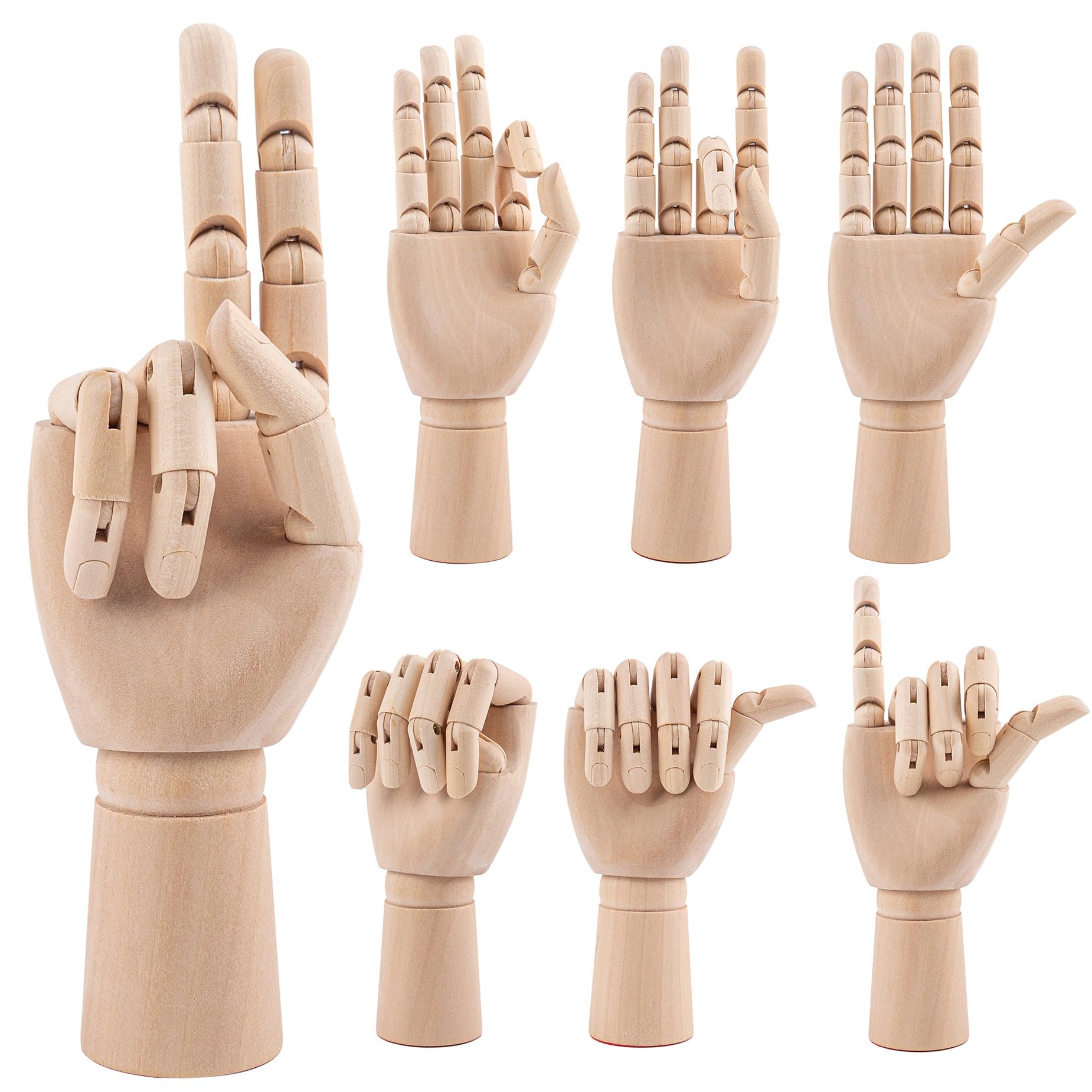 Snapklik.com : 6 Pack 7" Flexible Wood Hand Model Wooden Mannequin ...