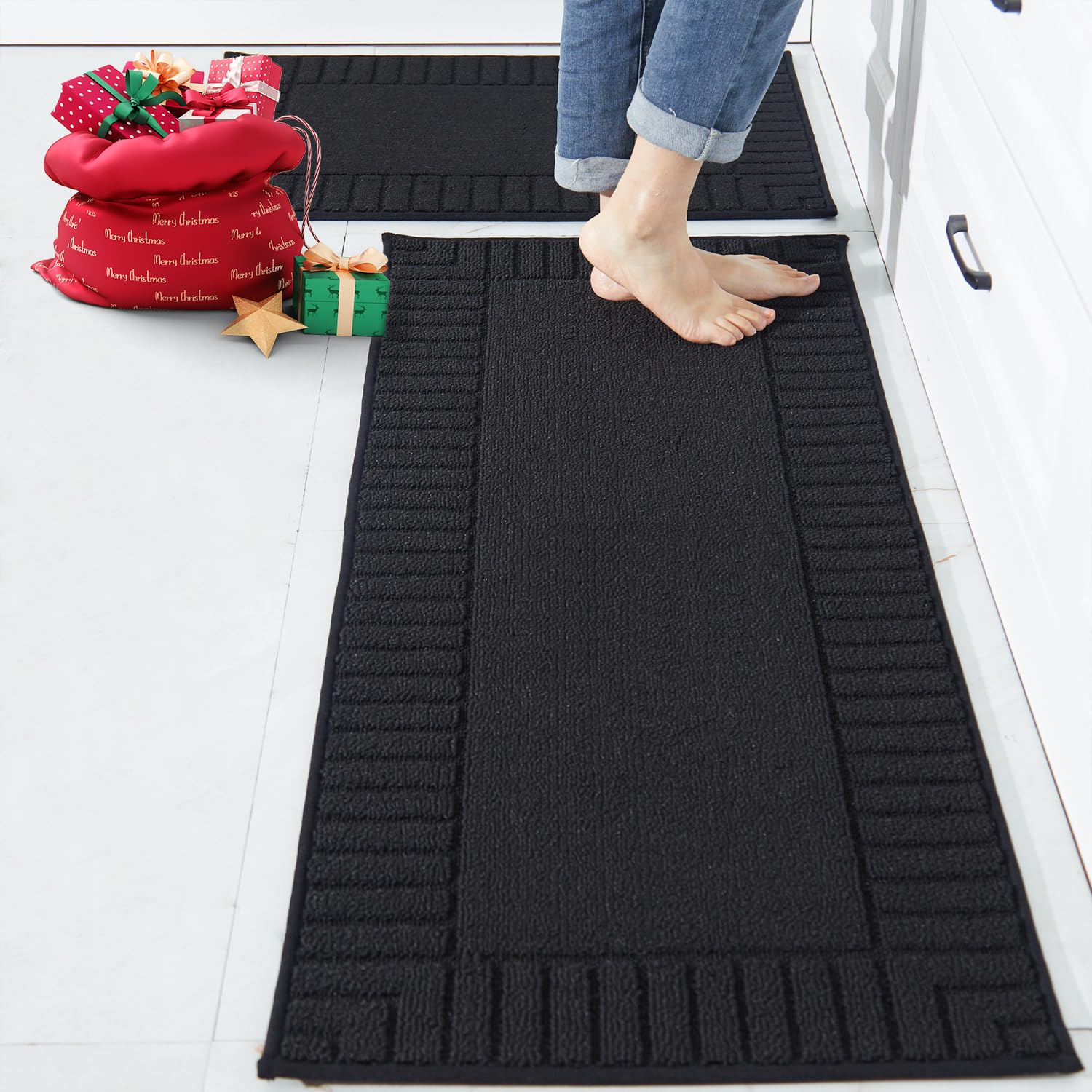 BEQHAUSE Kitchen Rugs Washable Kitchen Mats Floor Non-Slip Kitchen Mats ...