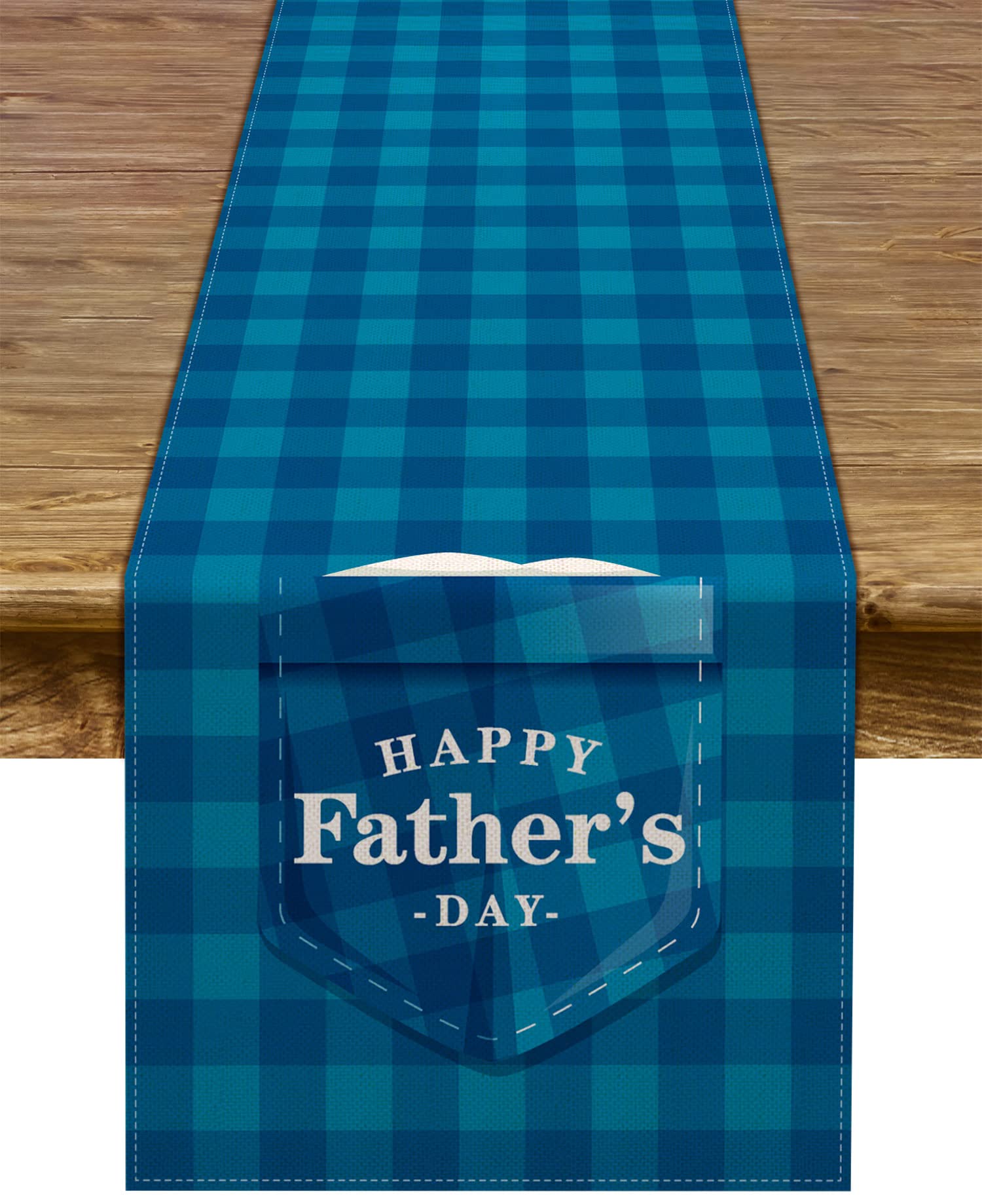 Amazon.com: Father's Day Table Runner Blue Buffalo Check Plaid ...