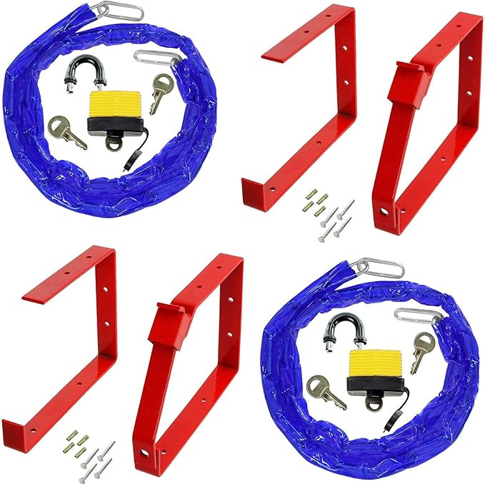 SPARES2GO Universal Lockable Wall Ladder Rack Brackets (Red ...