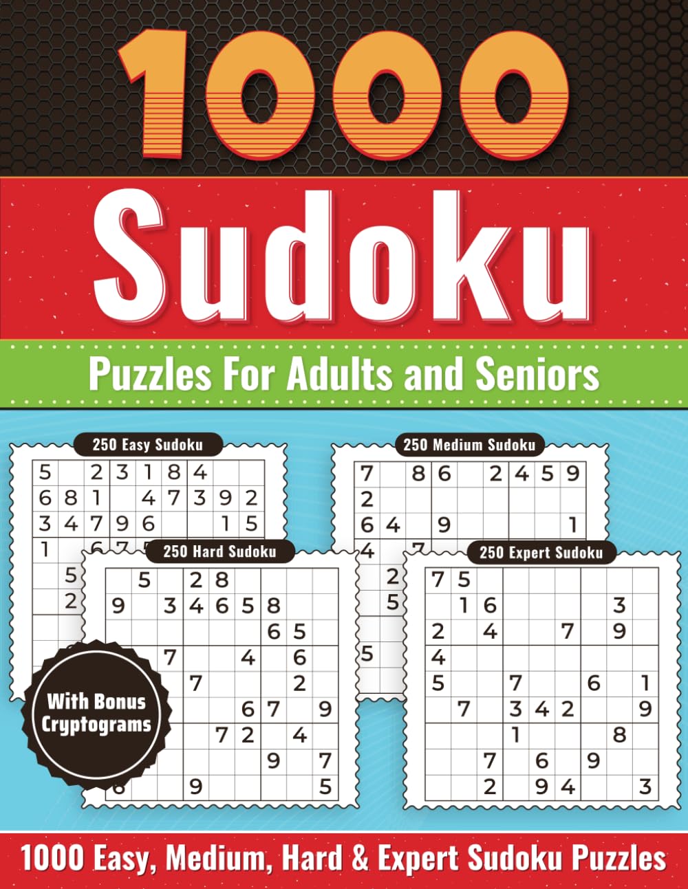 1000 Sudoku Puzzles for Adults and Seniors: Easy, Medium, Hard & Expert ...