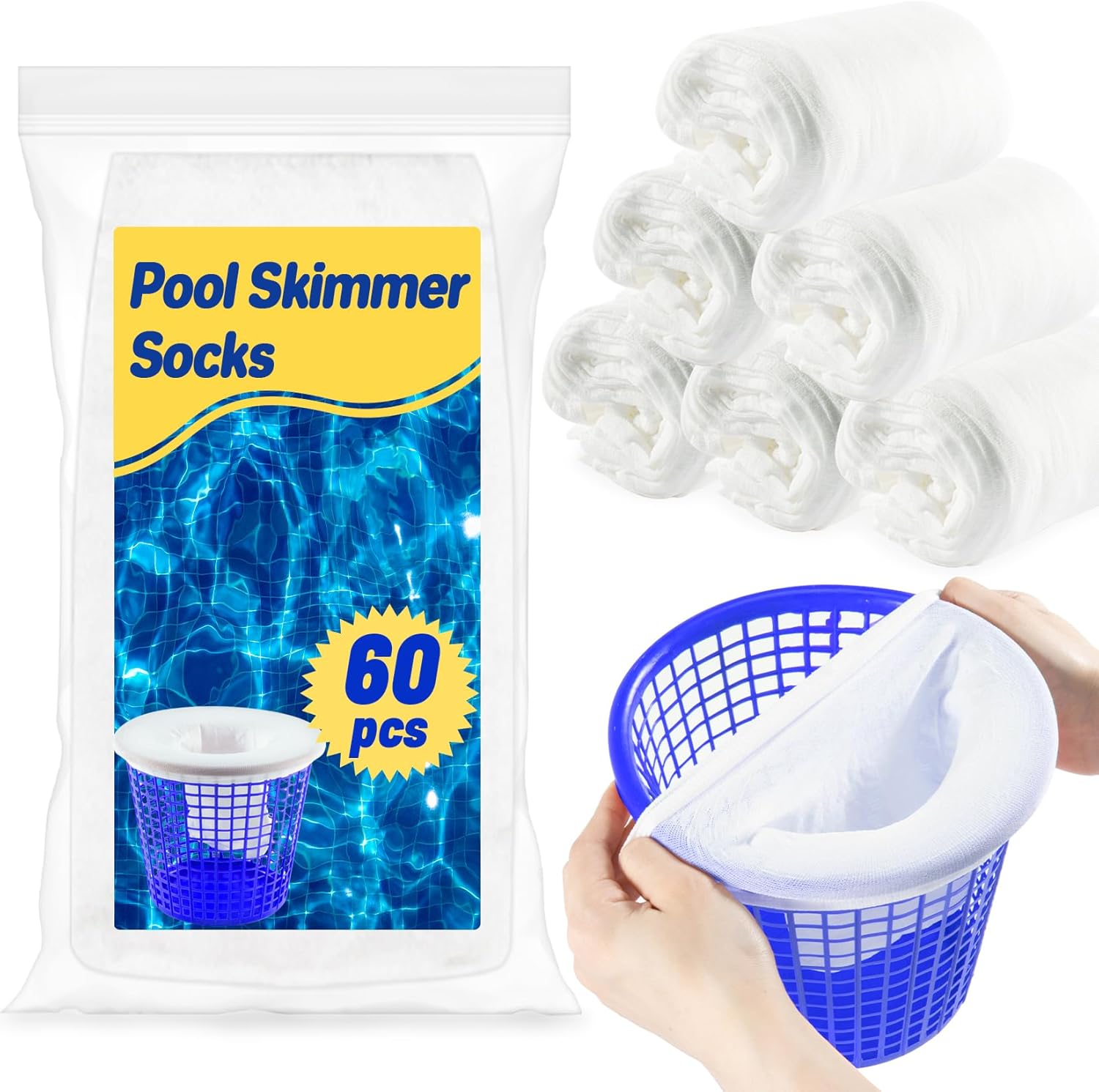 Amazon.com : Sukh Pool Skimmer Socks Filte - 60PCS Pool Socks Skimmer ...