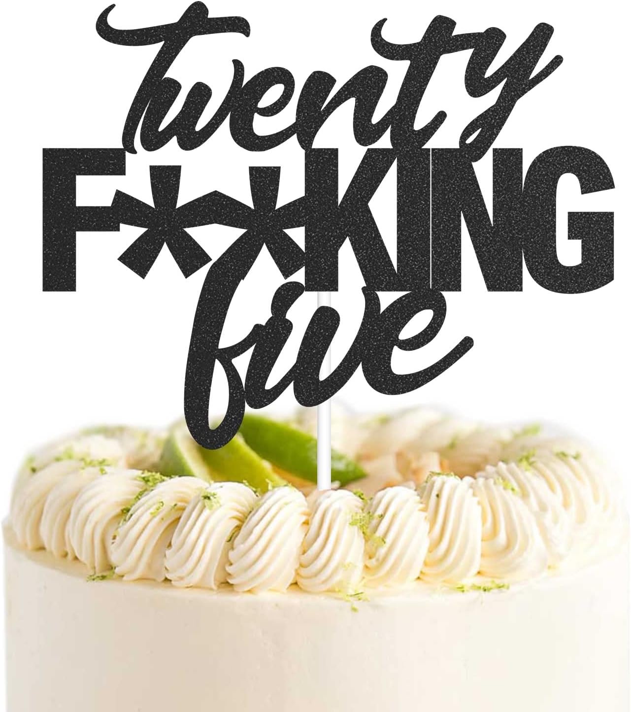 Amazon.com: Twenty Five Black Glitter Cake Toppers 25 Years Old 25th ...