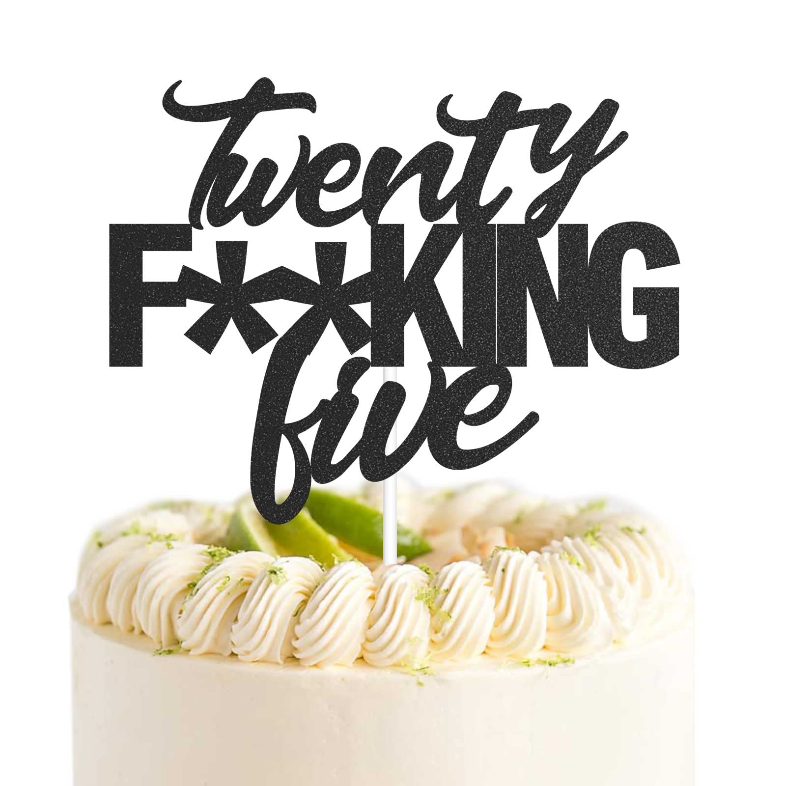 Twenty Five Black Glitter Cake Toppers 25 Years Old 25th Birthday Party ...