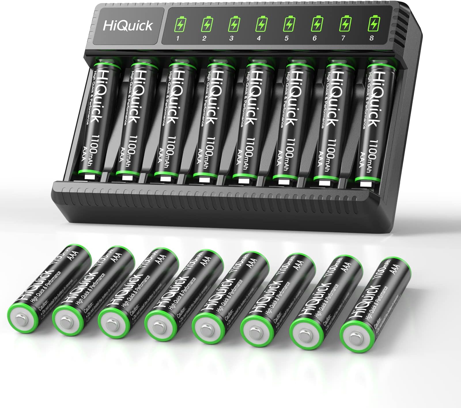 HiQuick 16 x AAA 1100mAh Ni-MH Rechargeable Batteries with 8-Bay LED AA ...