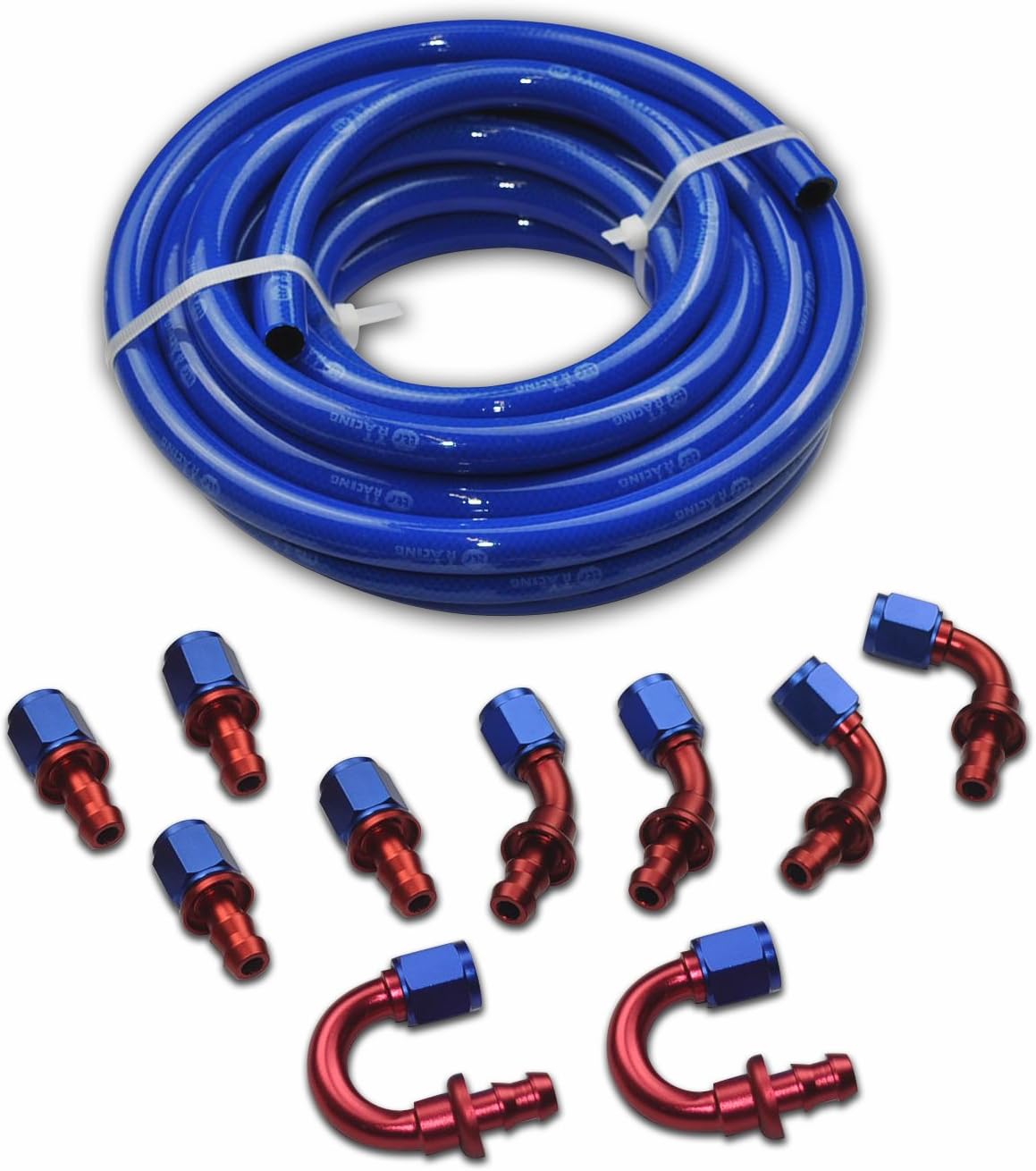 Amazon.com: -6 AN AN-6 Push Lock Fuel Line Hose Blue 20ft & Push On Loc ...