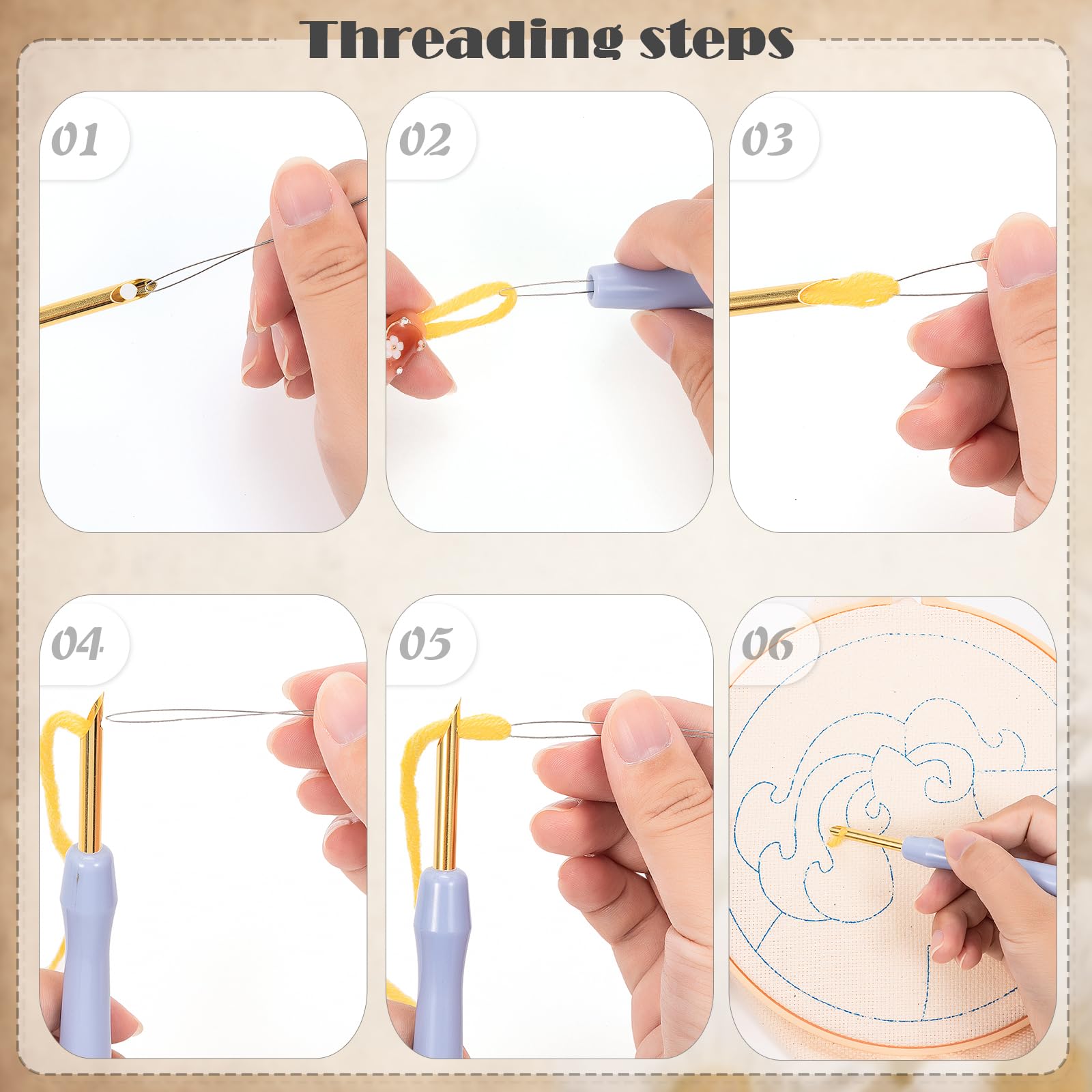 Punch Needle Kits DIY For Beginners Cute Cartoon Highland Cow With Hoop ...