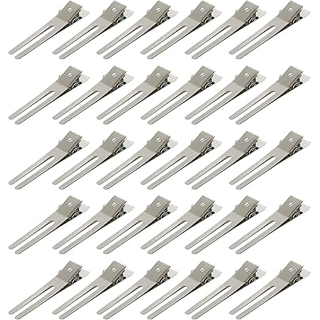 Amazon.com : 50pcs Hairdressing Double Prong Curl Clips, Wobe 1.8" Curl ...