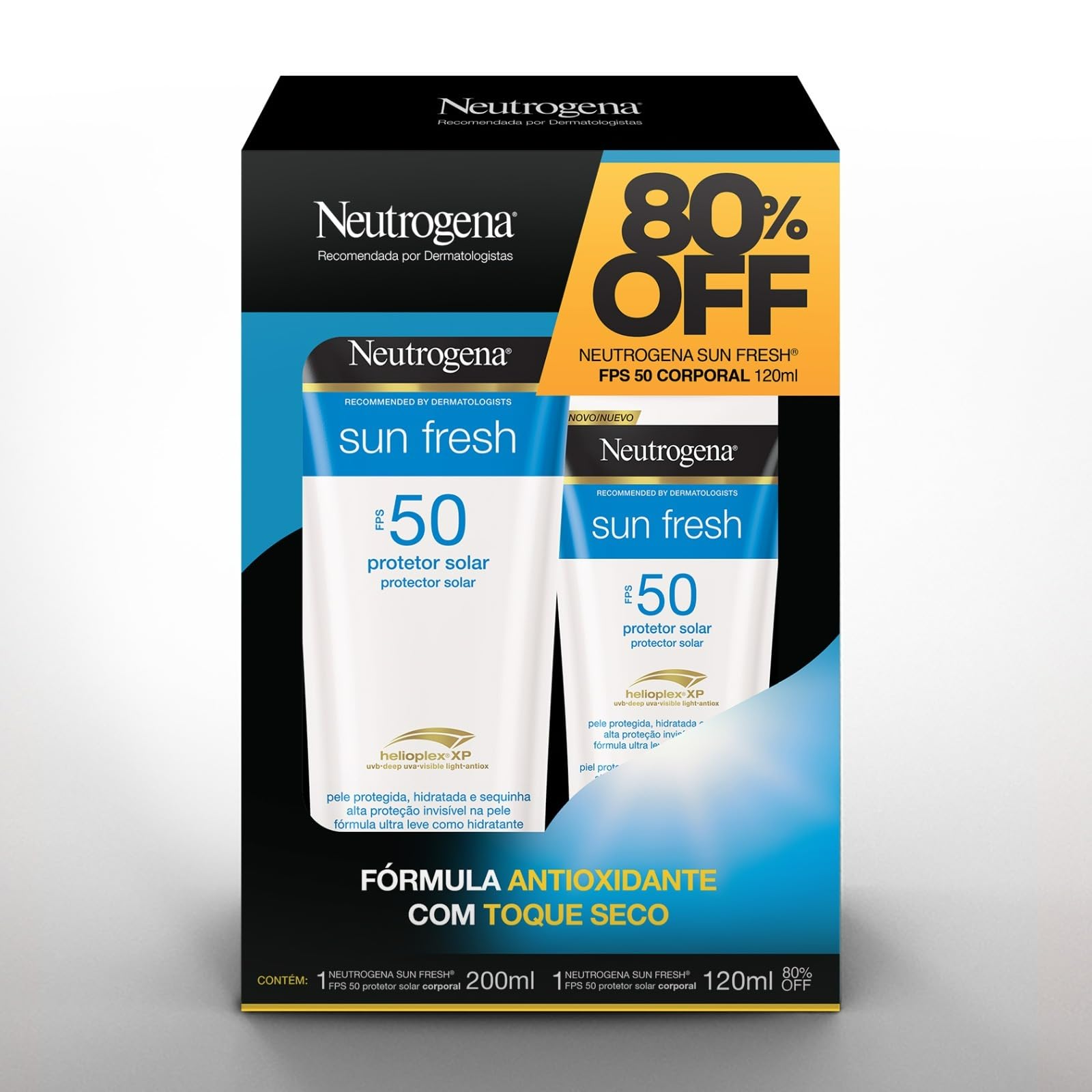 Protetor Solar Neutrogena Sun Fresh FPS 50 200ml + Neutrogena Sun Fresh ...