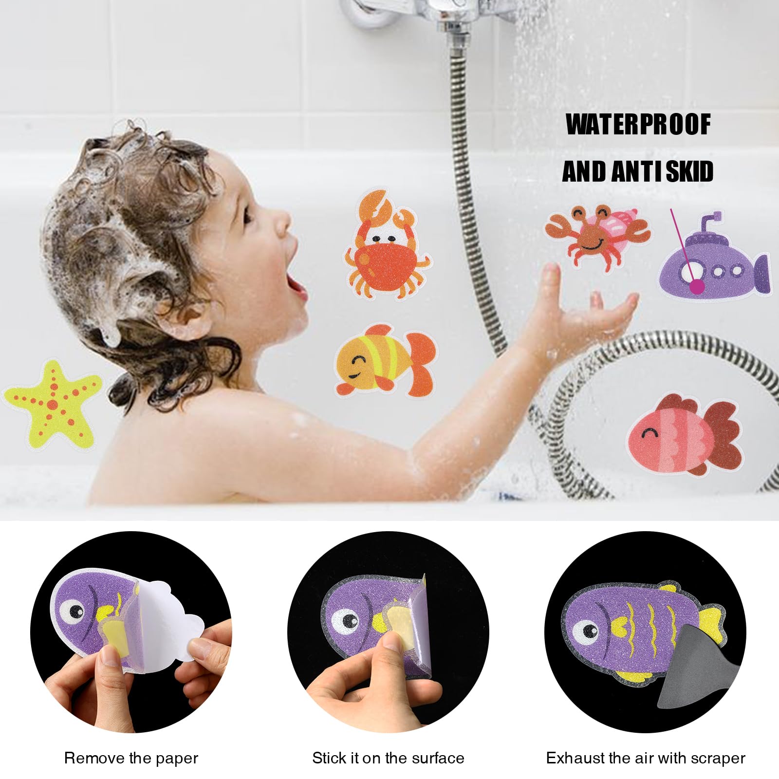 Snapklik.com : Secopad Non Slip Bathtub Stickers, 20pcs Submarine Sea ...