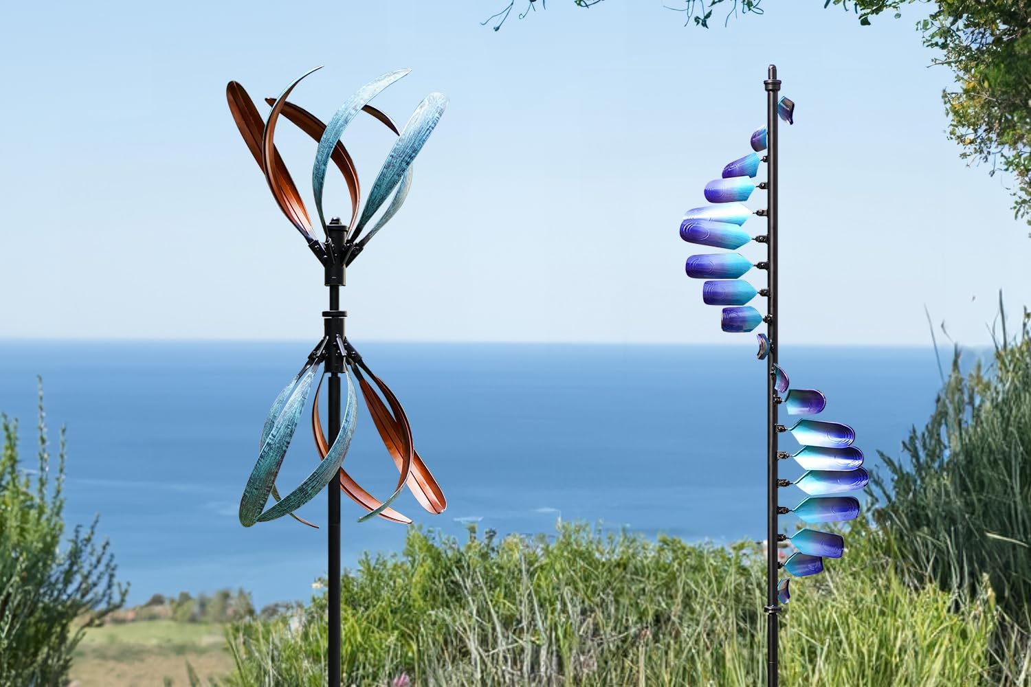 Amazon.com: Cyan Oasis Twirling Sylphs Wind Spinner and Peacock Spiral ...