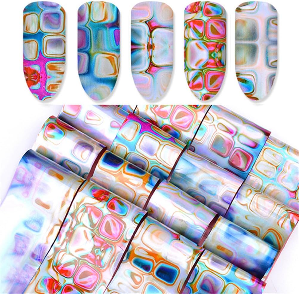 Amazon.com: 16Pcs/set Starry Sky Shell Nail Foils Nail Art Transfer ...