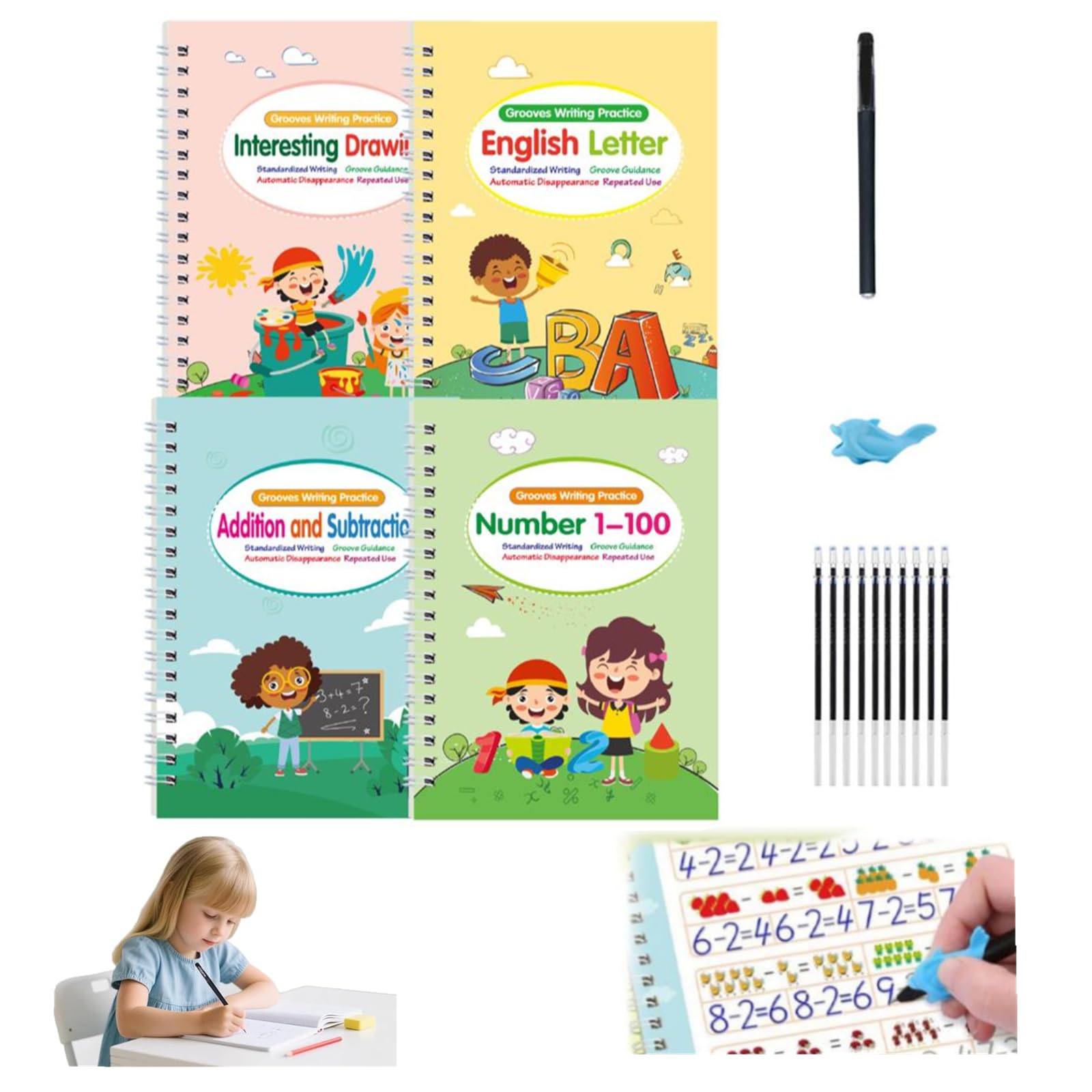 Tracetrek For Kids Tracetrek Workbook 4 Pc Grooved Hand Practice,Magic ...