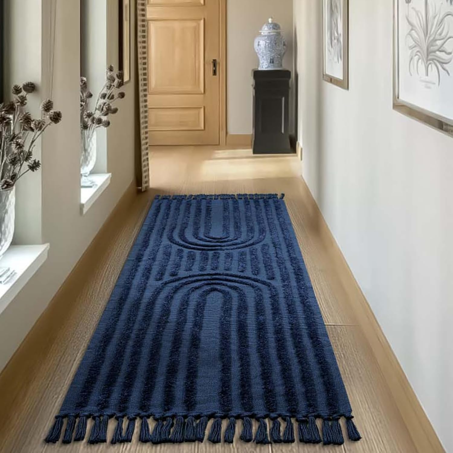 Amazon.com: LEEVAN Hallway Runner Rug 2'x6', Dark Blue Washable ...