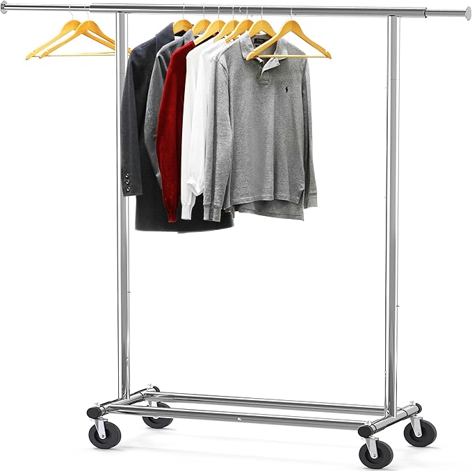 Amazon.com: Simple Houseware Heavy Duty Clothing Garment Rack, 42 to 67 ...