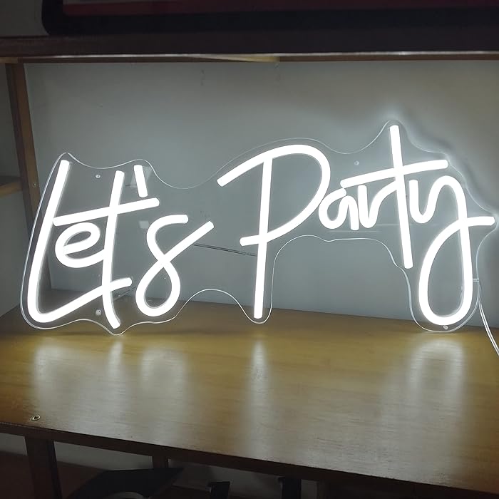 Buy Deco Custom Led Sign 22 x 9 inches Let's Party Neon Lights Clear ...