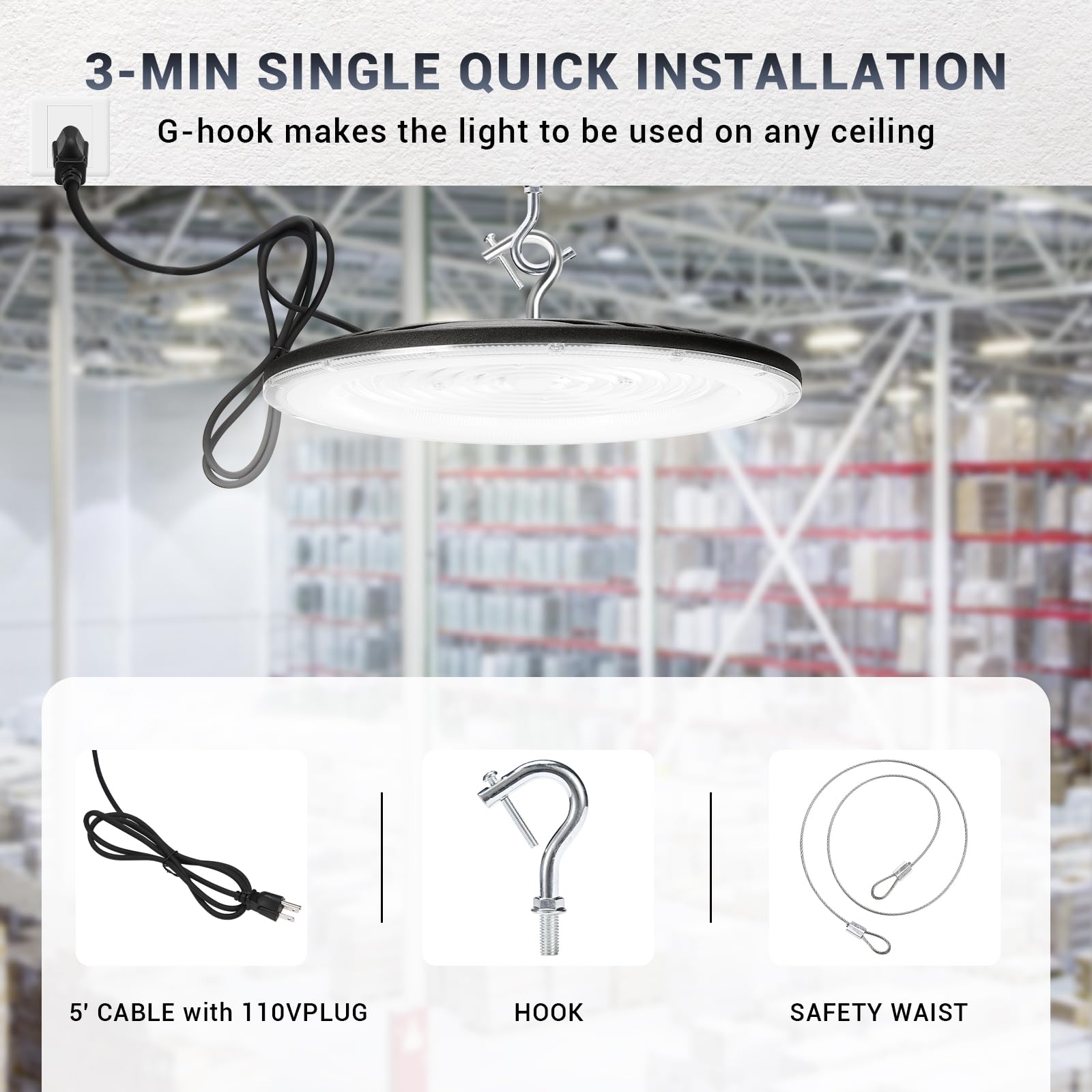 Snapklik.com : XYCN 250W UFO Led High Bay Light,120VAC,5000K Daylight ...