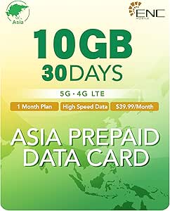 Amazon.com: Asia Japan SIM Card 30 Days Data Only | 10GB High-Speed 5G/4G LTE + Unlimited Data ...