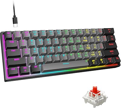 Amazon.com: CACKBIRD Portable 60% Mechanical Gaming Keyboard, Wired ...