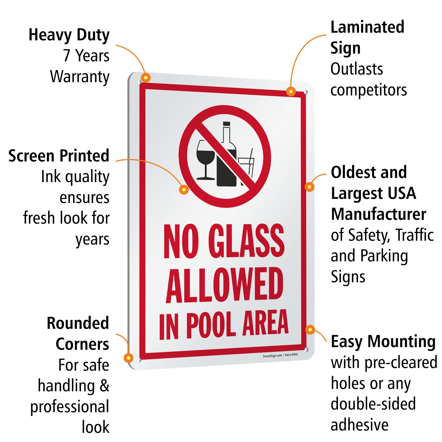 Snapklik.com : SmartSign 14 X 10 Inch No Glass Allowed In Pool Area ...