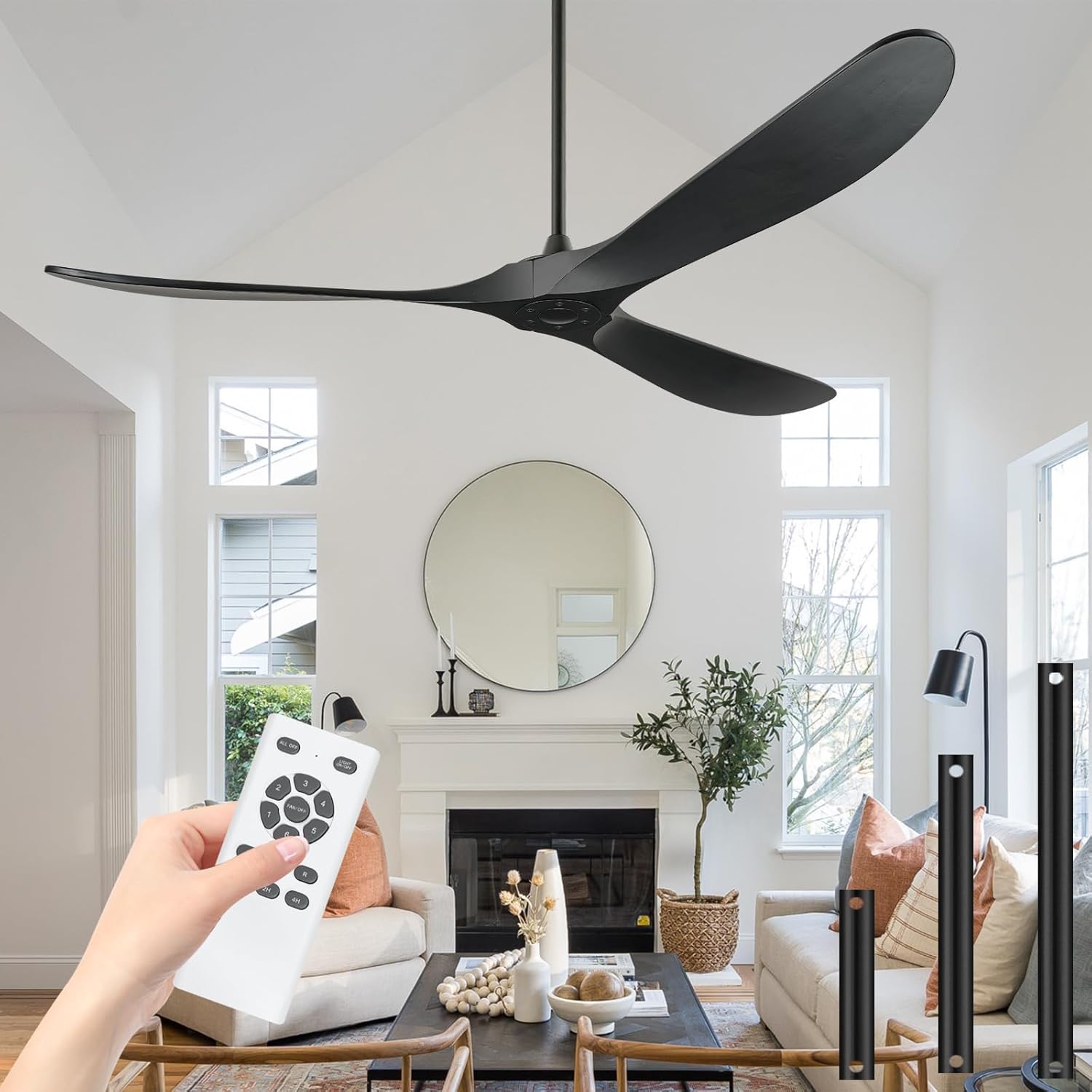 Amazon.com: BOOSANT Ceiling Fans Without Light, 84 Inch Ceiling Fan no ...