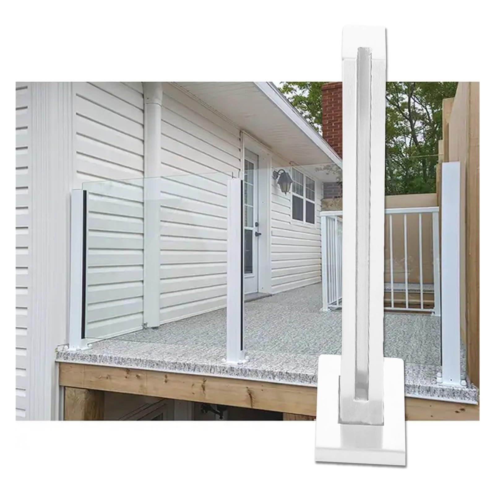 Glass White Vinyl Porch Railing