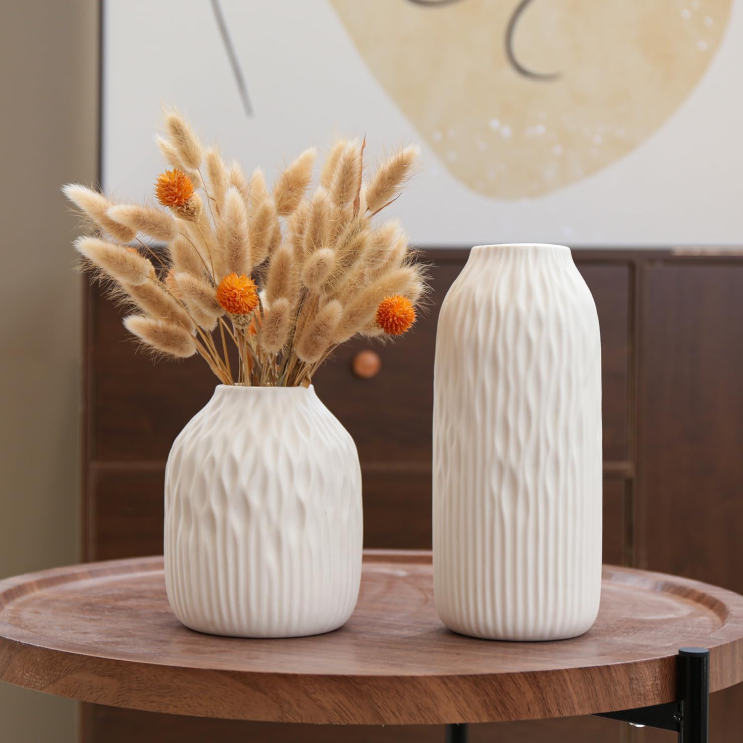 Amazon.com: PhiDor White Ceramic Flower Vase Set of 2, Porcelain ...