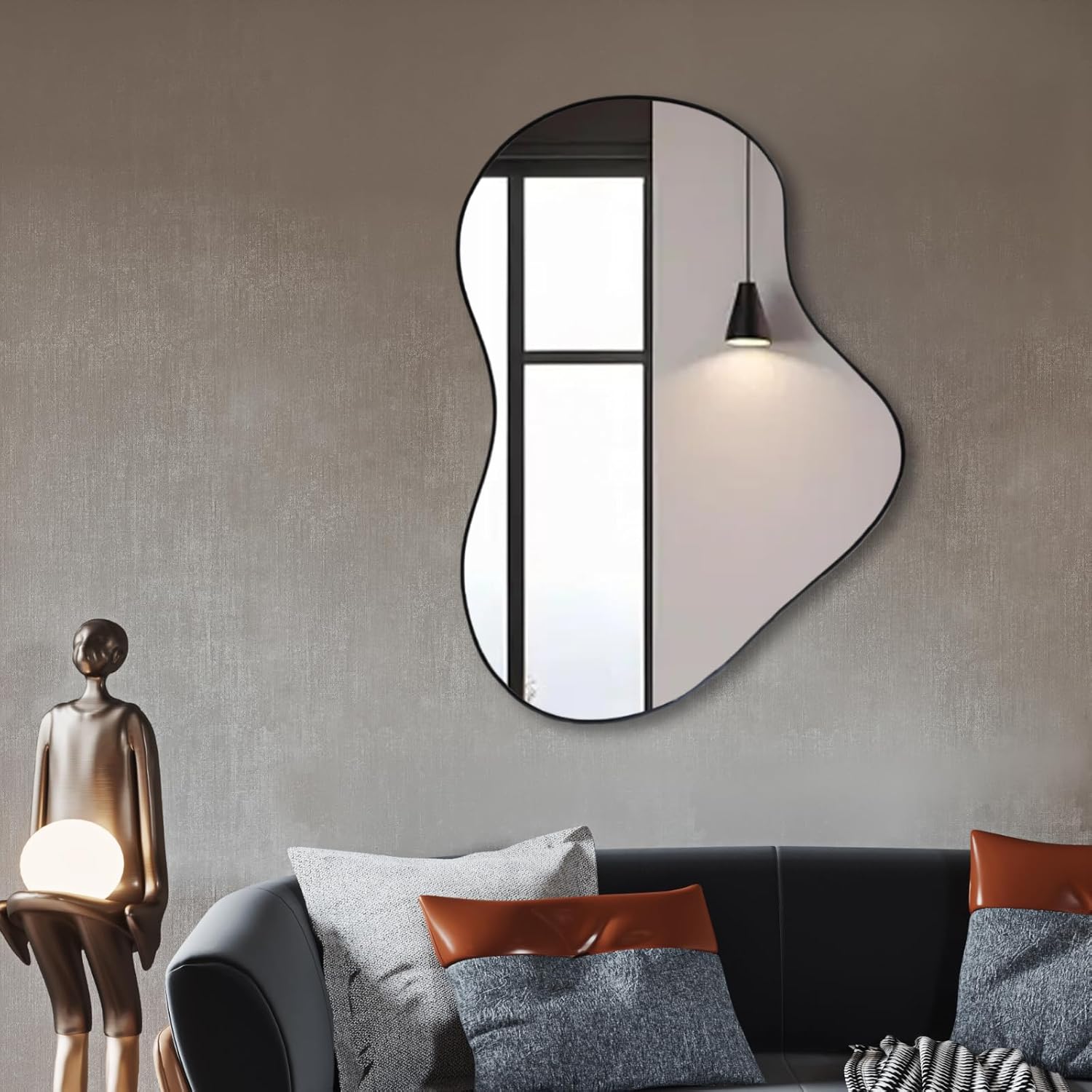Amazon.com: POZINO Irregular Wall Mirror, Modern Asymmetrical Mirror ...
