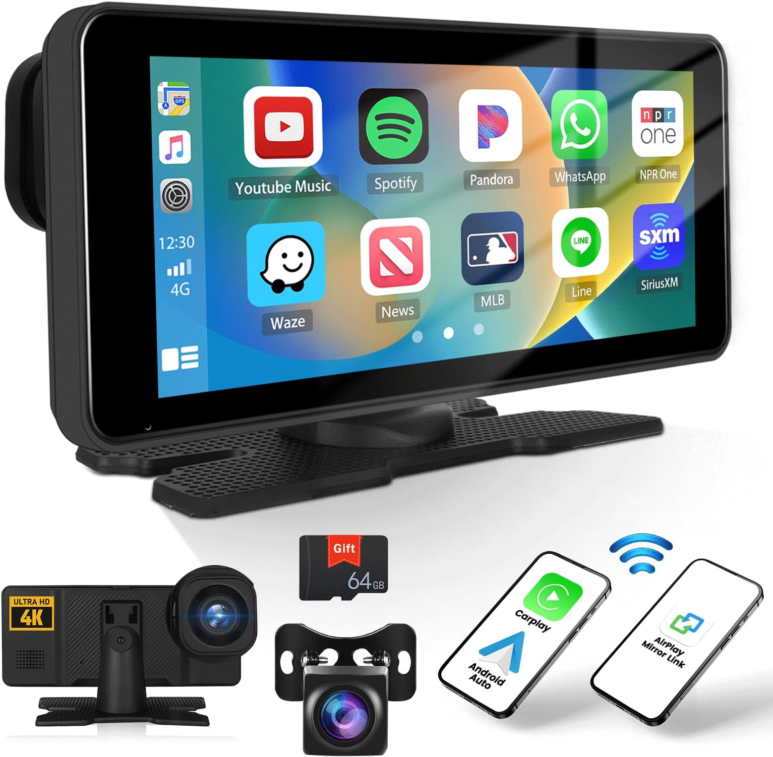 6.86 inch Portable Car Stereo with Wireless Apple CarPlay & Android ...