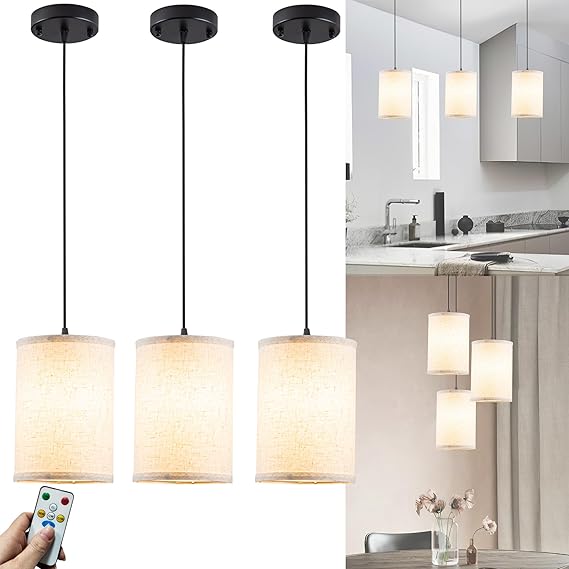 Battery Operated Pendant Light Remote Control,Wireless Hanging Lamp Non ...