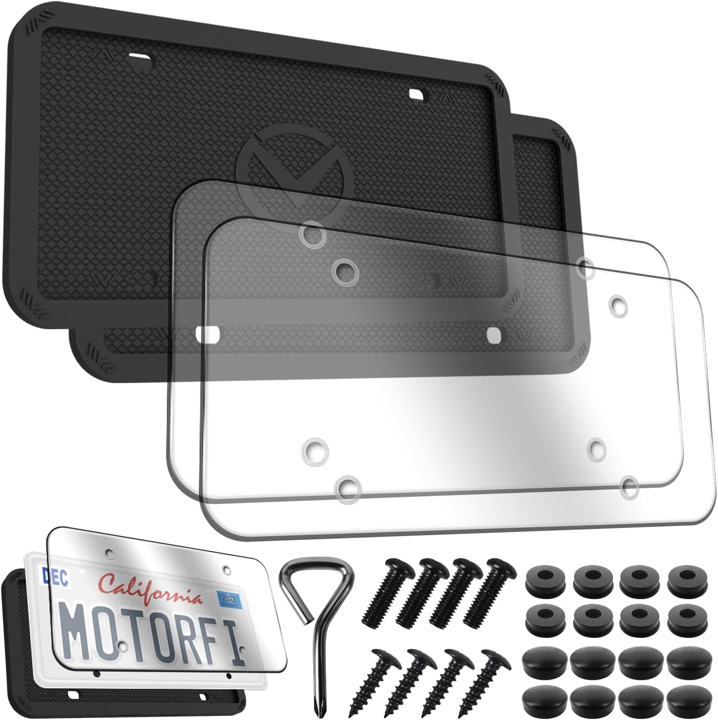Amazon.com: MotorFi 2 Pcs Silicone License Plate Frames & 2 Pcs ...