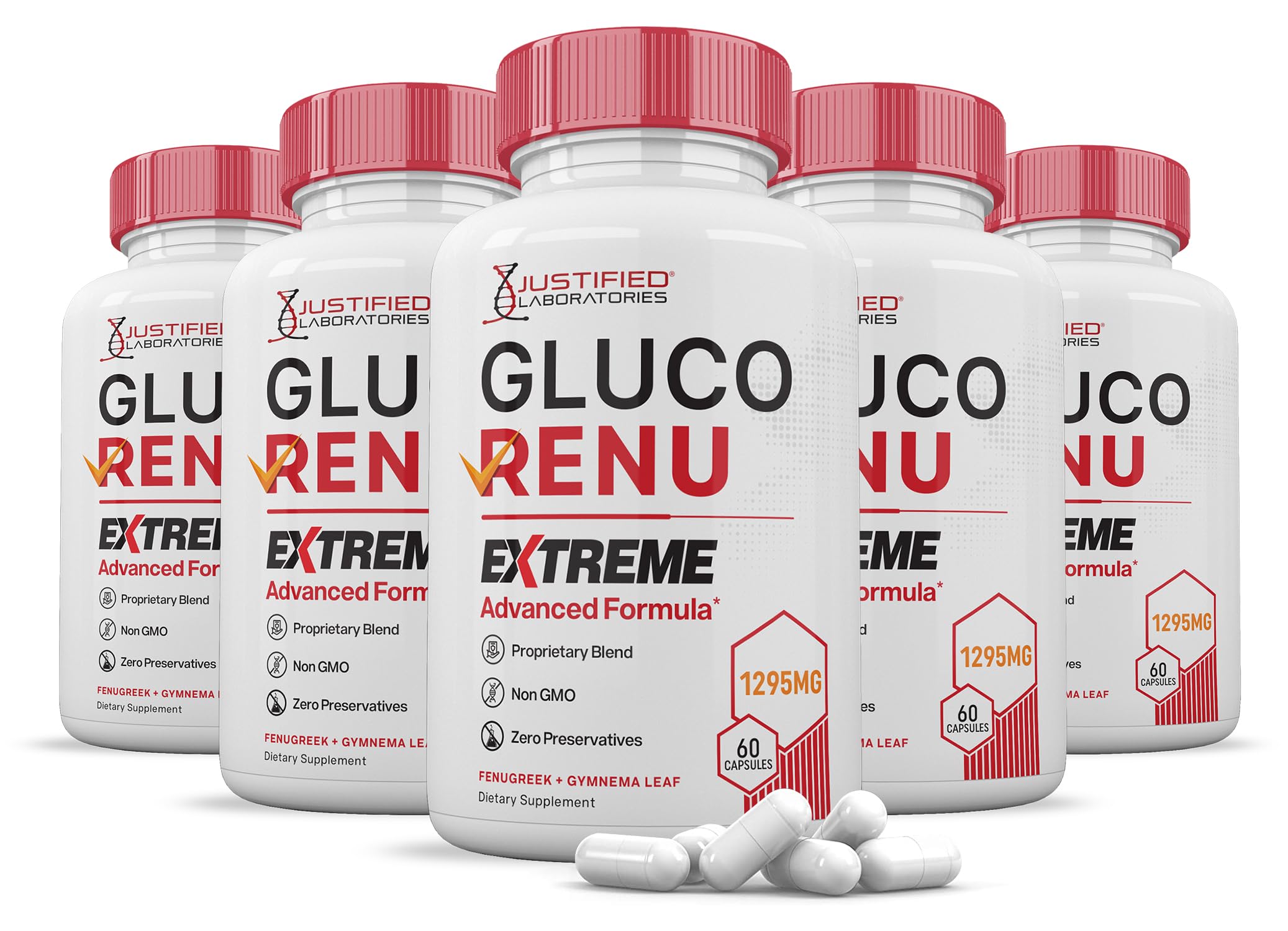 Amazon.com: (5 Pack) Gluco Renu Extreme 1295MG Glyco Support Pills ...