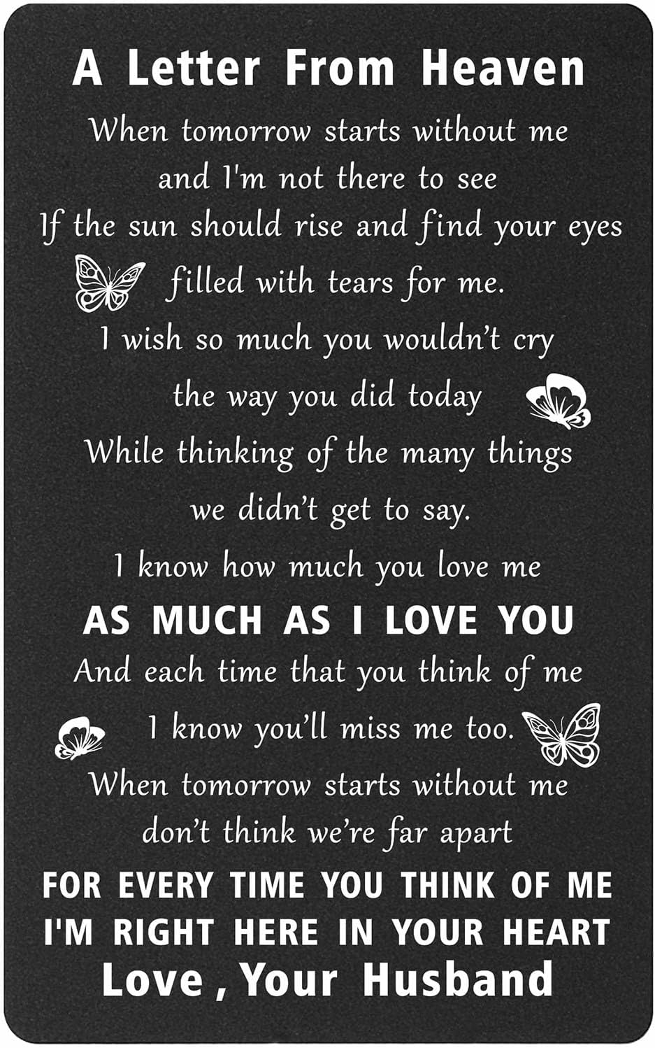 ENGZHI Loss of Husband Sympathy Cards - A Letter from Husband In Heaven ...