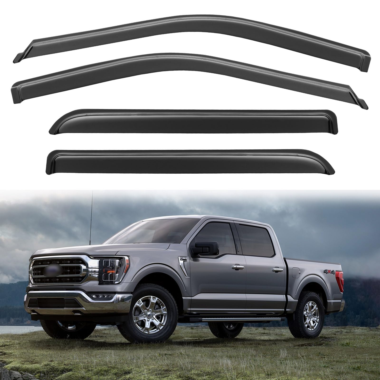 Amazon.com: AWVRG Window Rain Guards for 2015-2024 Ford F150 SuperCrew ...