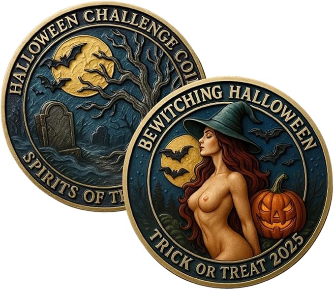 Amazon.com: Halloween Witch Challenge Coin, Witchcraft Challenge Coin ...