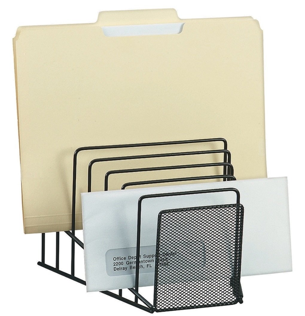 Amazon.com: 1InTheOffice Incline Desktop File Sorter, Black Wire Mesh ...