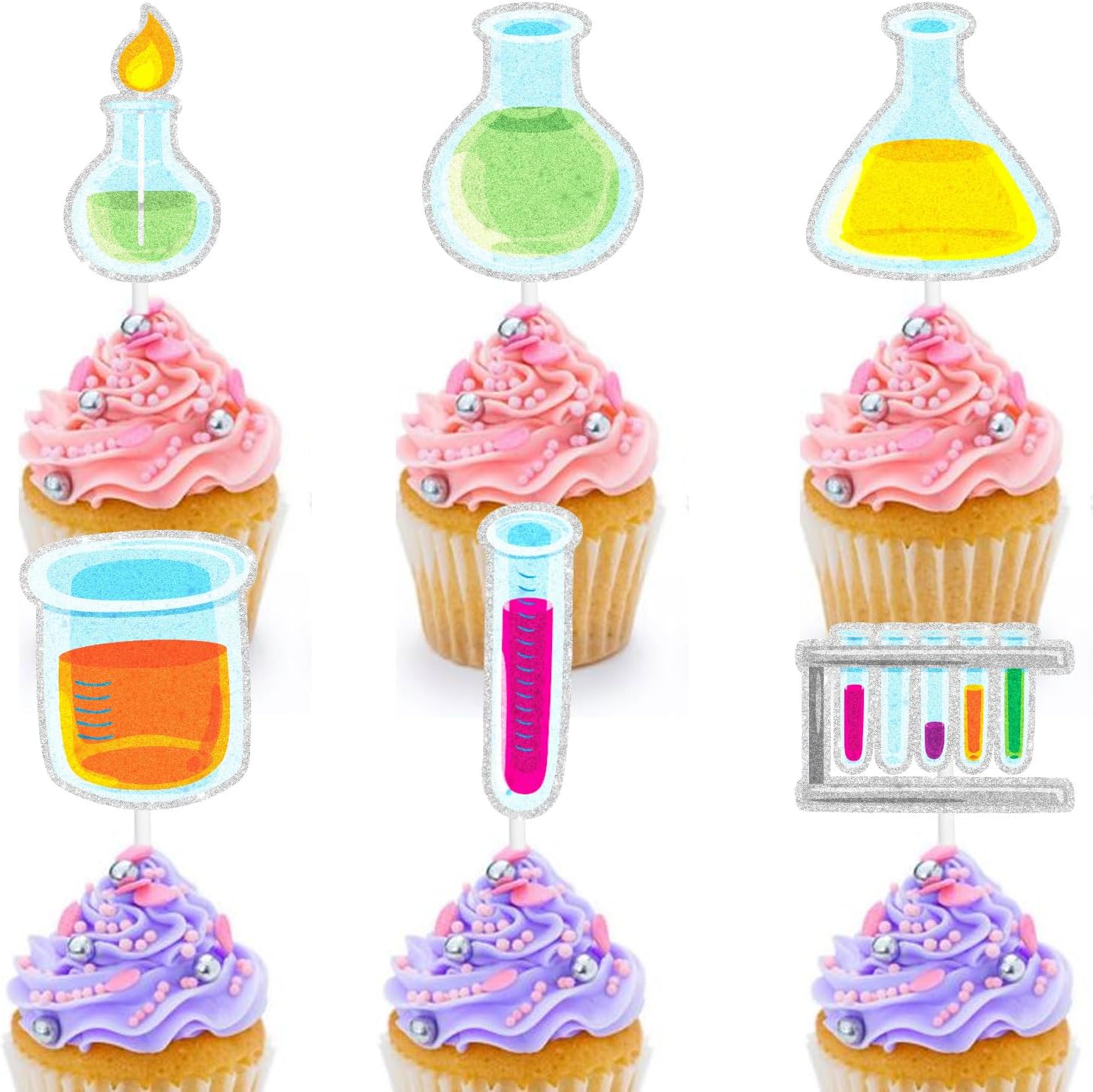 Amazon.com: Lab Themed Cupcake Toppers 18-PC Set Happy Birthday to Mad ...