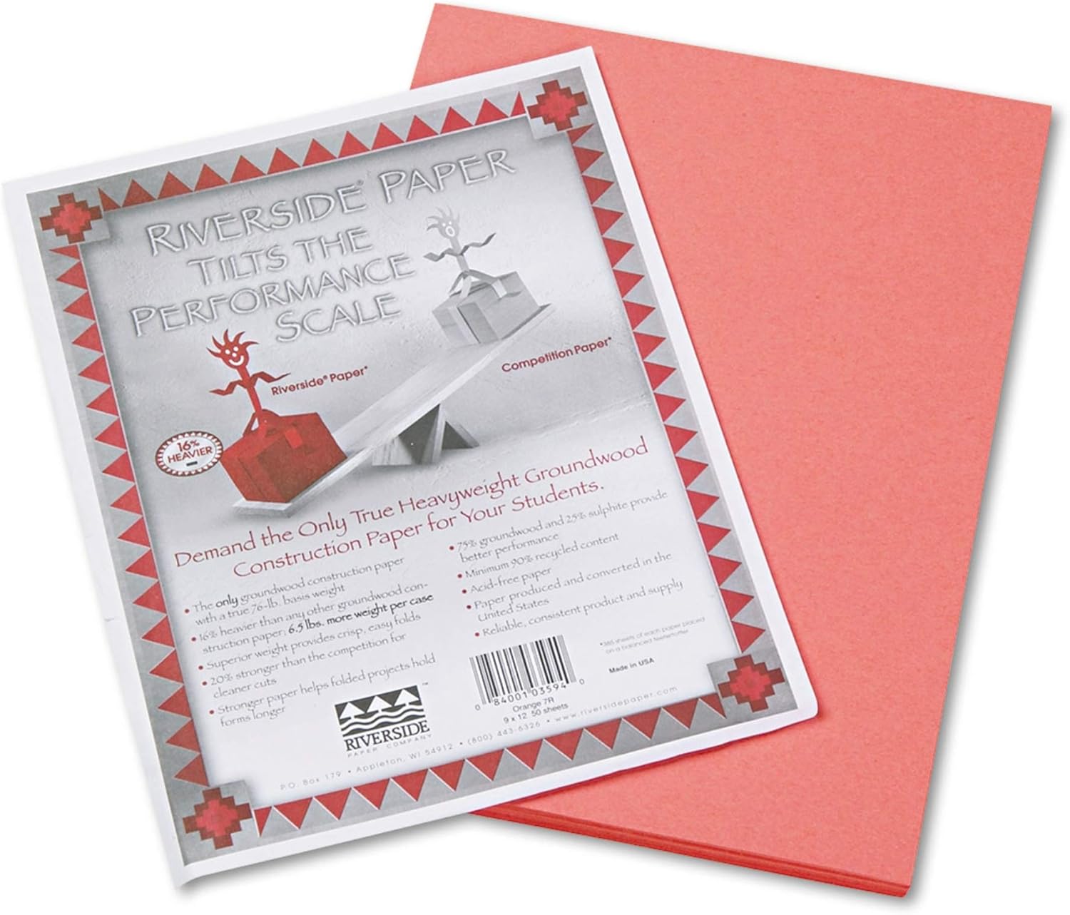 Amazon.com: Pacon Riverside Construction Paper, 76 lbs, 9 x 12, Orange ...