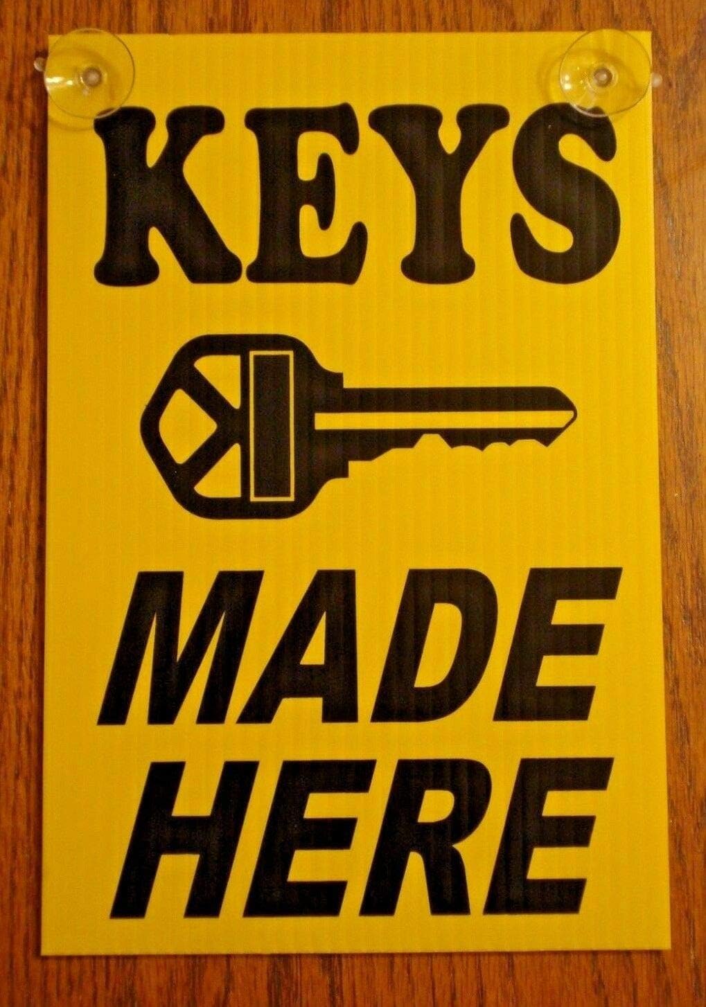 Amazon.com : Keys Made HERE Coroplast Sign with Suction Cups 12X18 ...