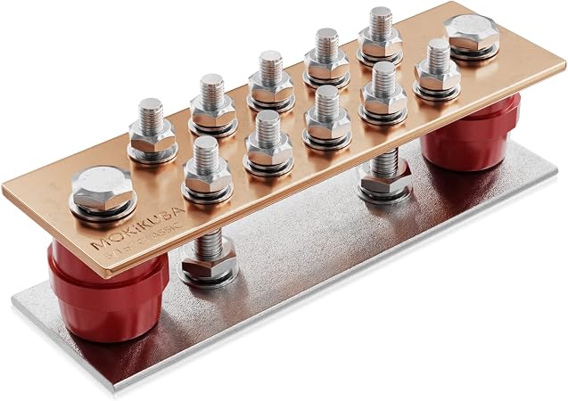 Wall Mounted Ground Bar Kit-Copper Bus Bar 7.88"x2.36"x .157" with 5/16 ...