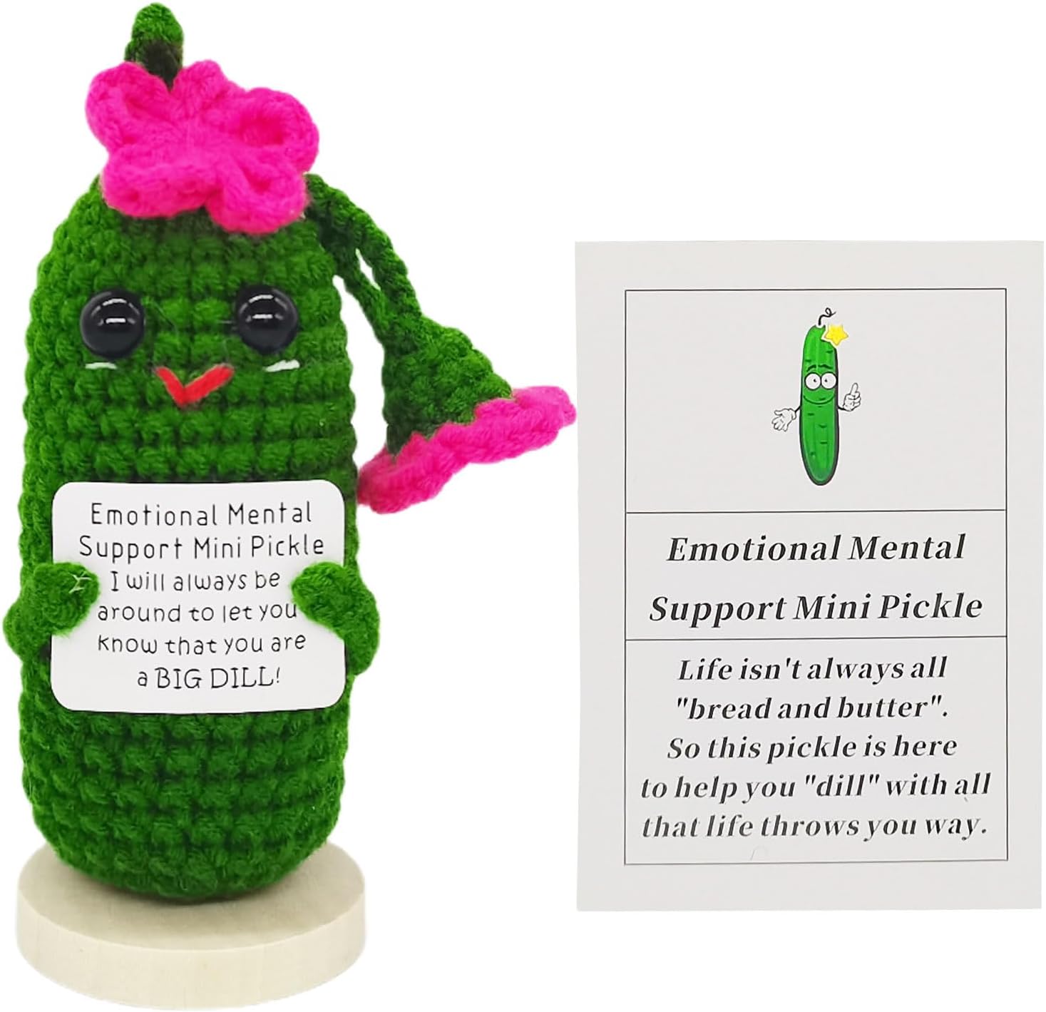 Amazon.com: KALAWALK Handmade Crochet Pickles Gift with Wooden Base 1 ...