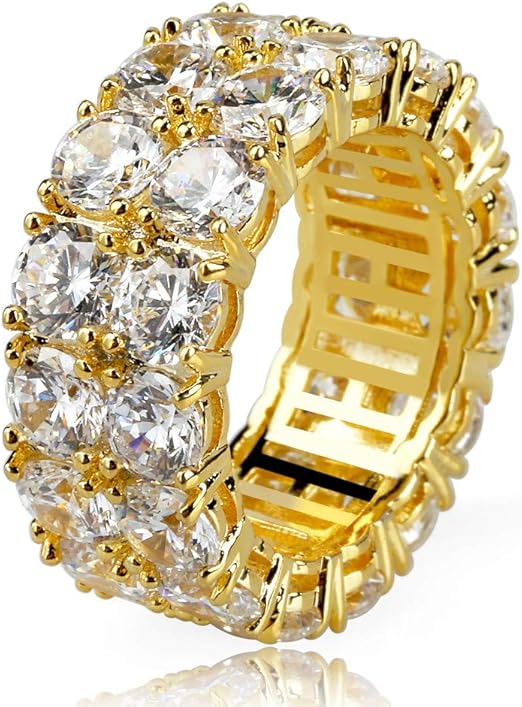 Amazon.com: TOPGRILLZ 9mm 2Rows Round Cut 14K Silver Plated Iced out ...