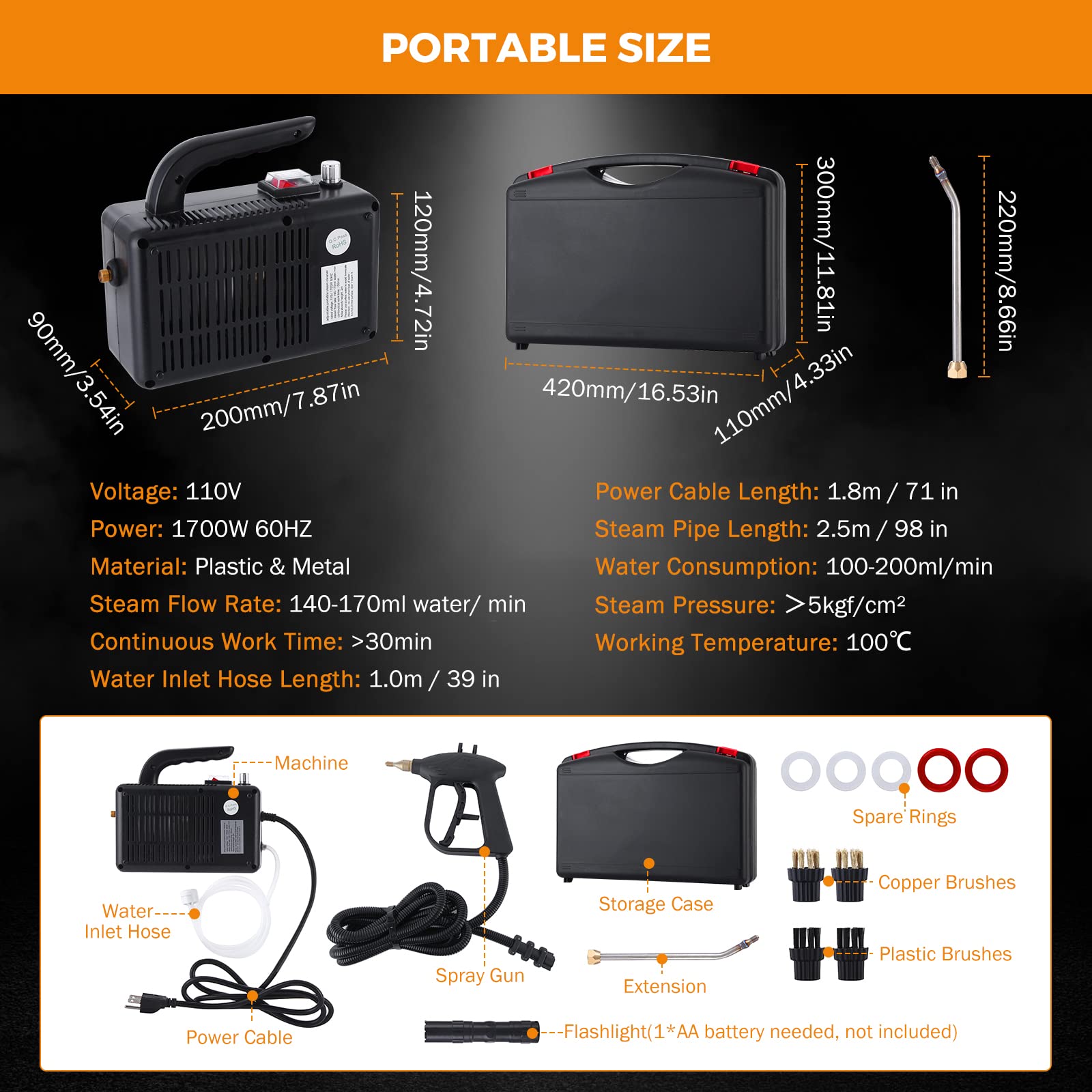 BEAMNOVA High Pressure Handheld Steam Cleaner Cleaning Car Steamer for ...