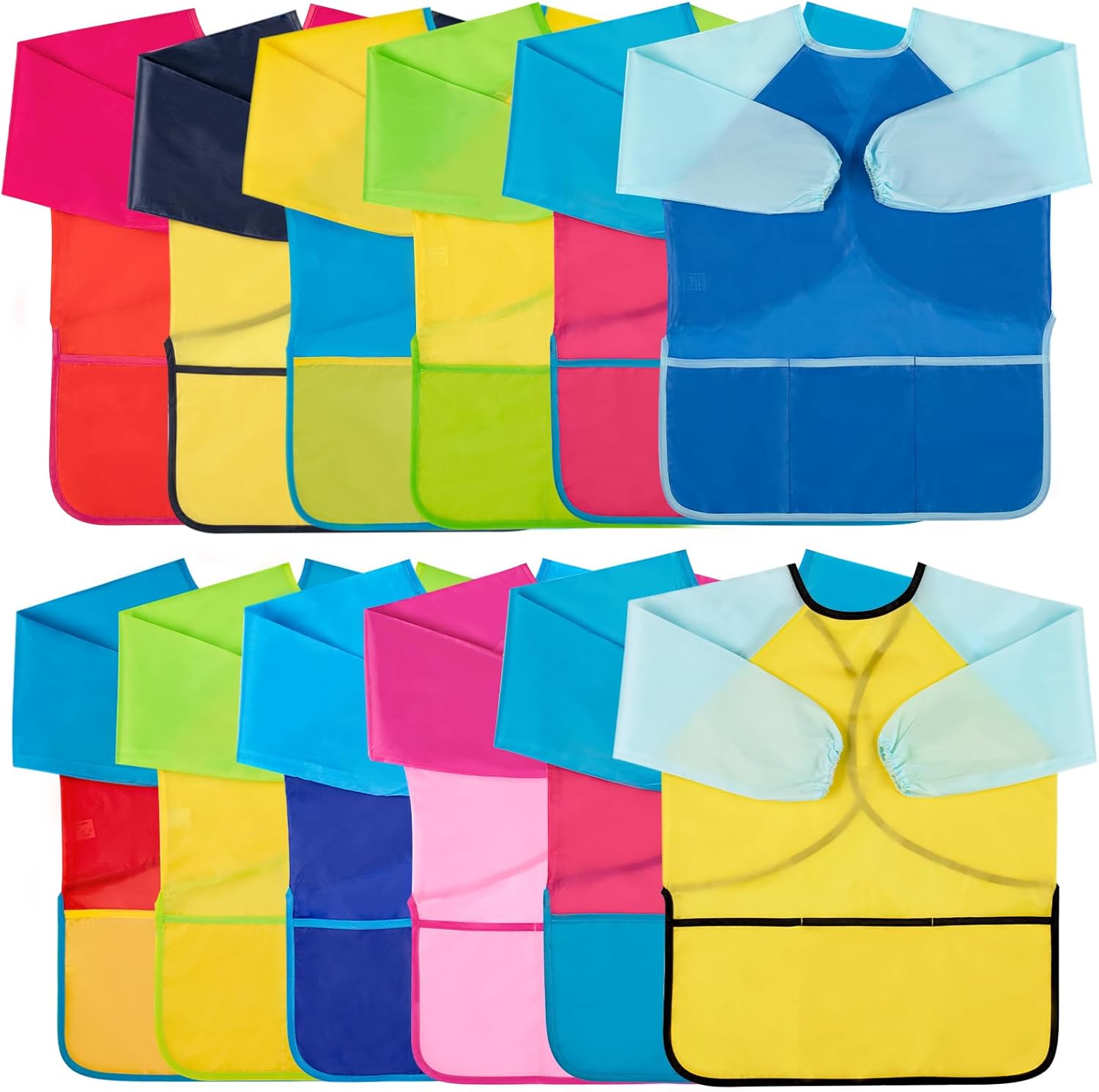 Amazon.com: Bouiexye 12 Pack Kids Art Smocks Water-Resistant Toddler ...