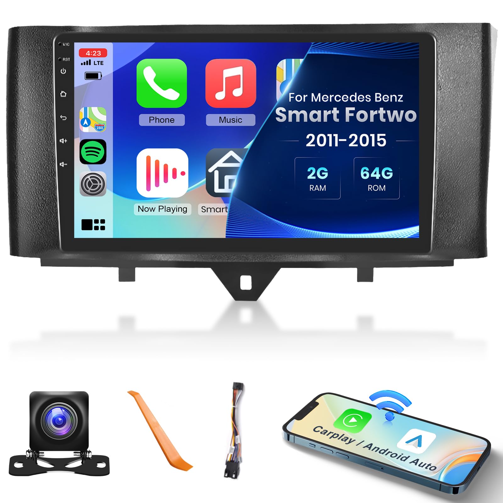 Amazon.com: 2+64G- for Mercedes Benz Smart Fortwo 2011-2015 Car Radio ...