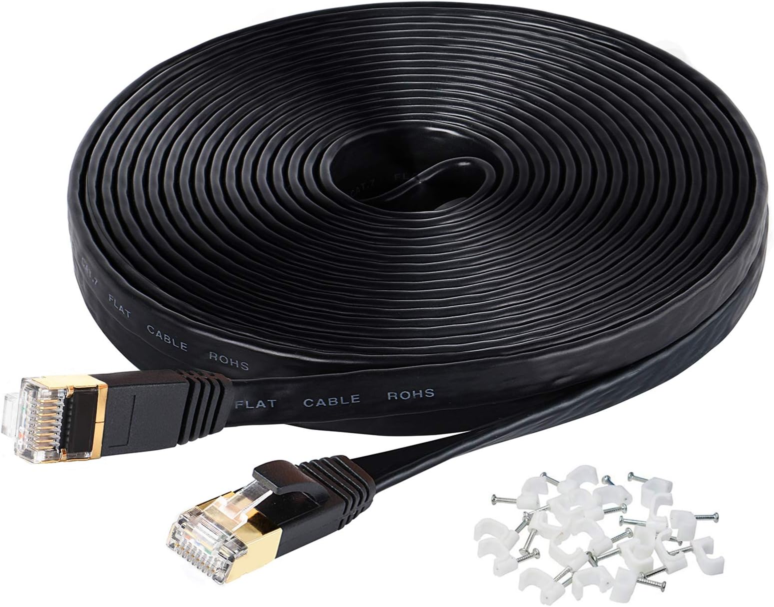 Amazon.com: Cat 7 Ethernet Cable 50 ft, High Speed Long Flat LAN Wire ...