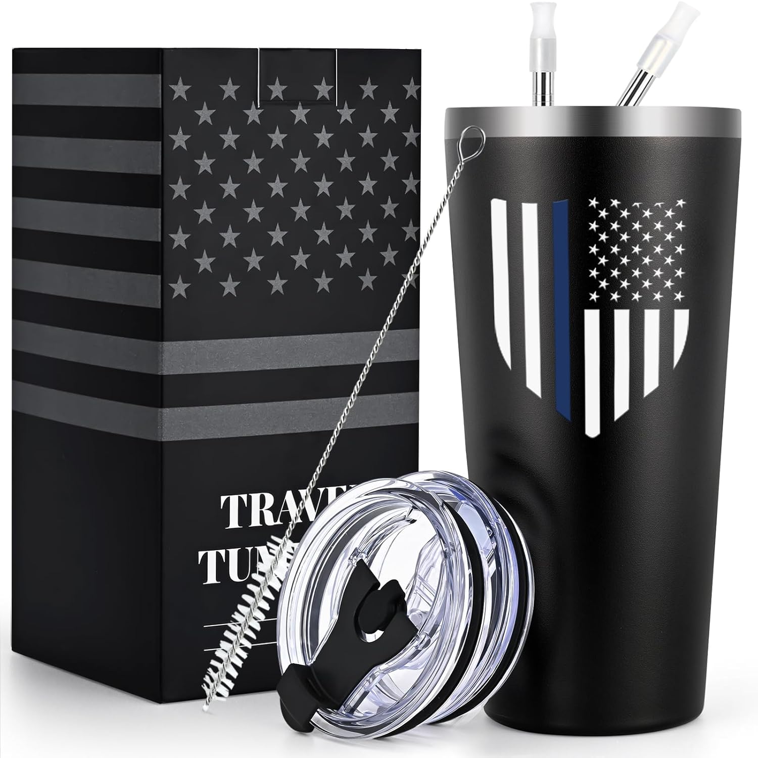 Amazon.com: Qtencas Police Officer Gifts, Thin Blue Line Police Tumbler ...